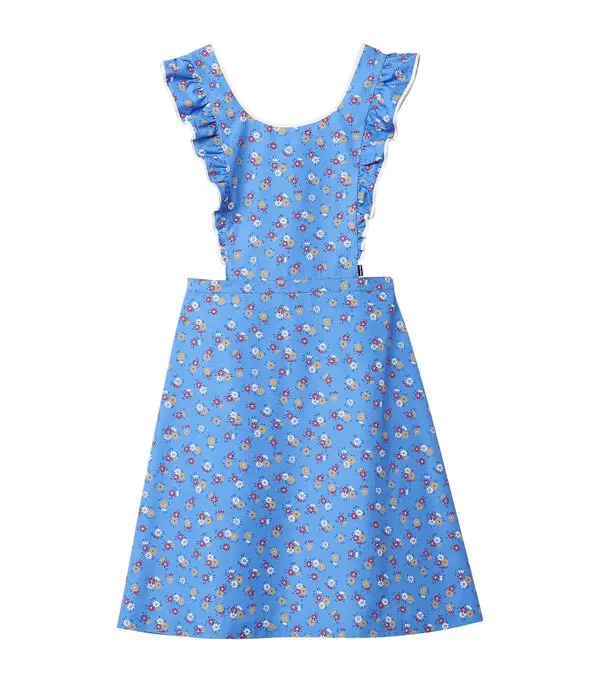 Miu Miu Cotton Floral Pinafore Midi Dress - Turquoise
