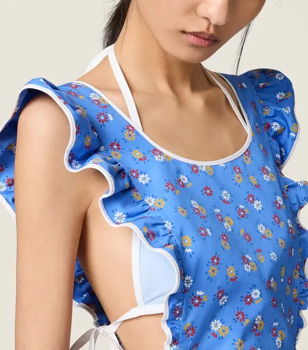 Miu Miu Cotton Floral Pinafore Midi Dress