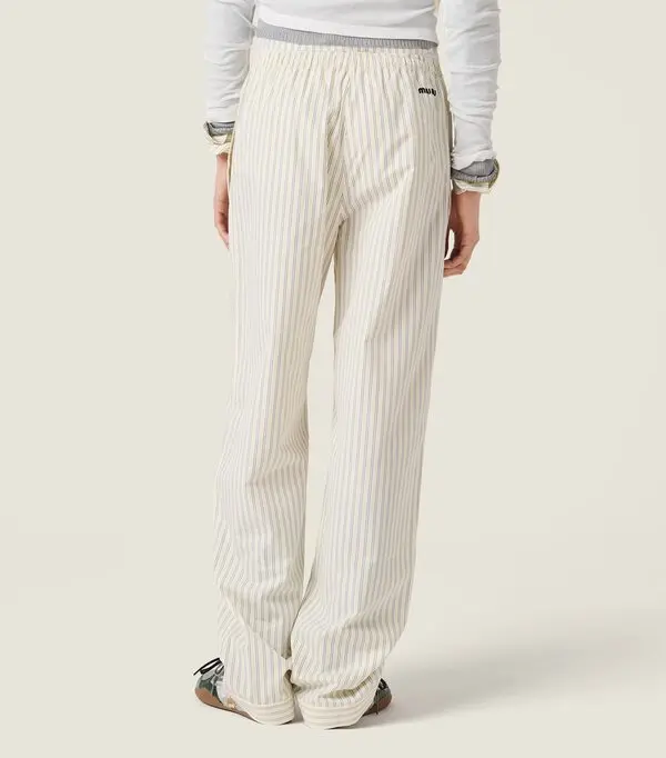 Miu Miu Cotton Stripe Wide-leg Trousers - Yellow