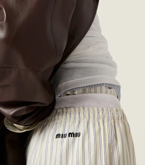 Miu Miu Cotton Stripe Wide-leg Trousers - Yellow