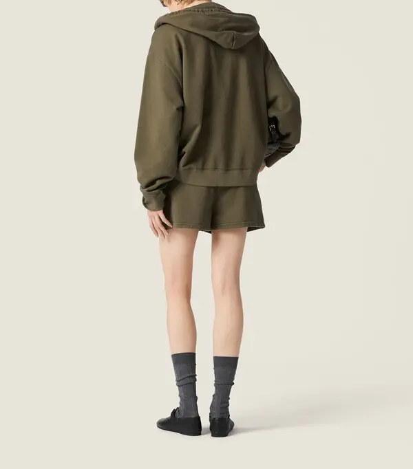 Miu Miu Oversized Cotton Hoodie With Drawstring - Green
