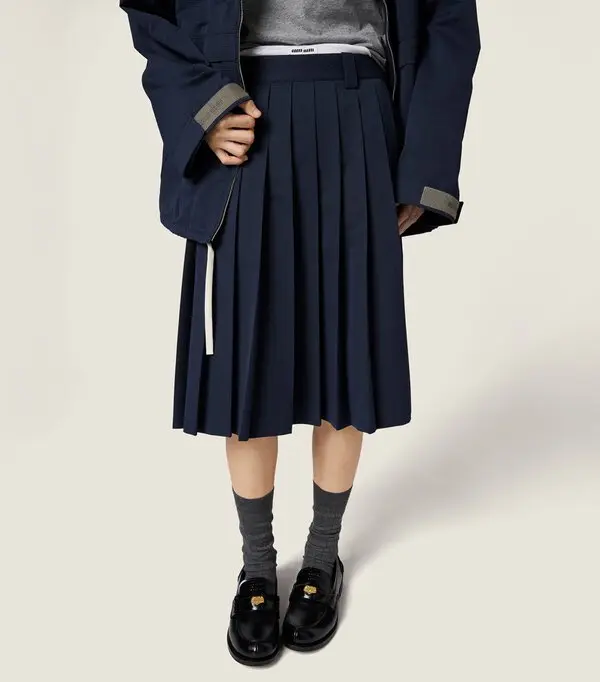 Miu Miu Pleated Ripstop Midi Skirt