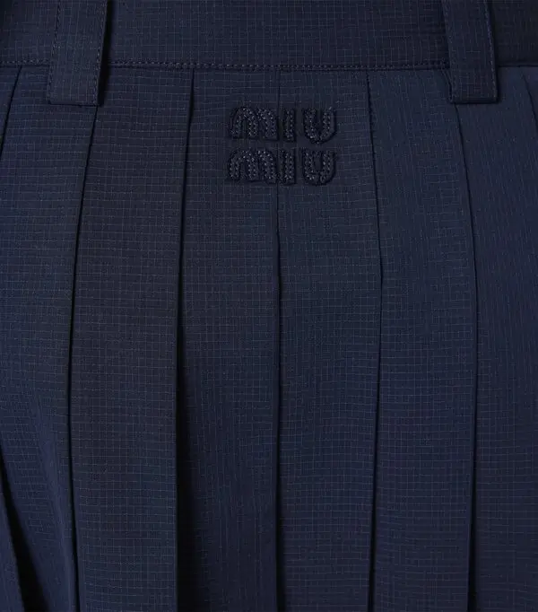 Miu Miu Pleated Ripstop Midi Skirt