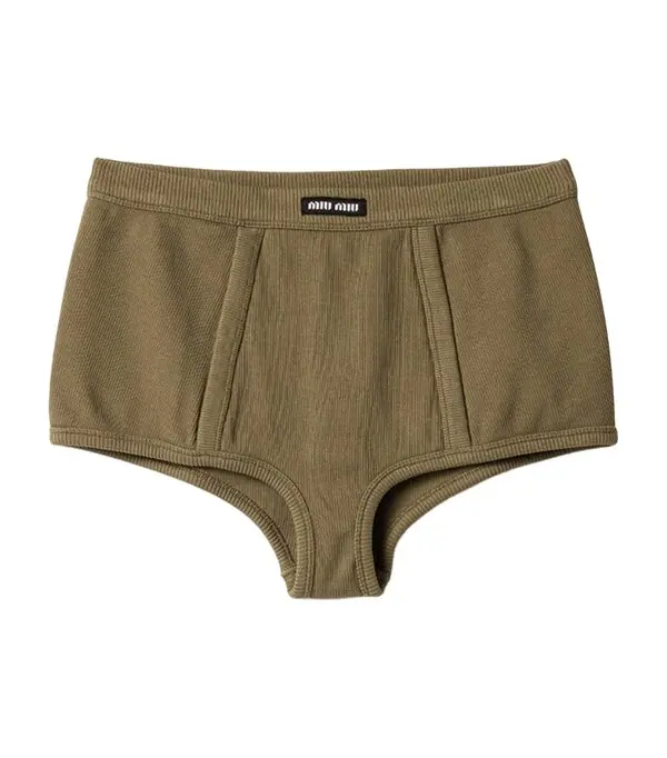 Miu Miu Garment-dyed Boxer Shorts - Green