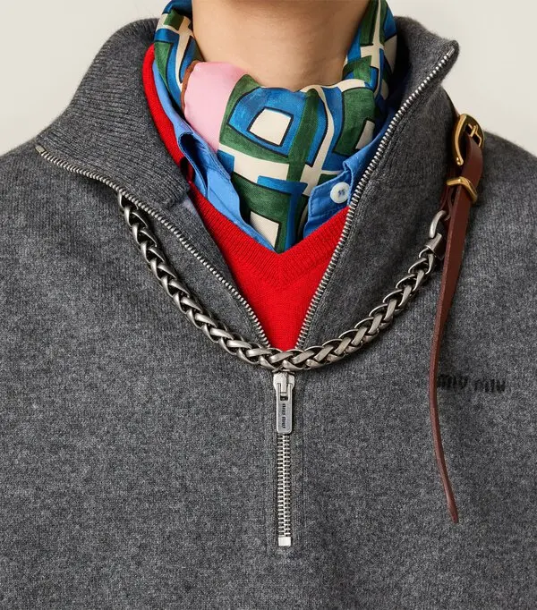 Miu Miu Cashmere Quarter Zip Sweater