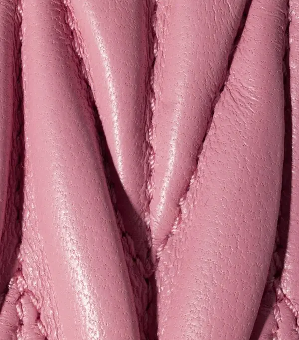 Miu Miu Leather Matelassé Card Holder - Pink