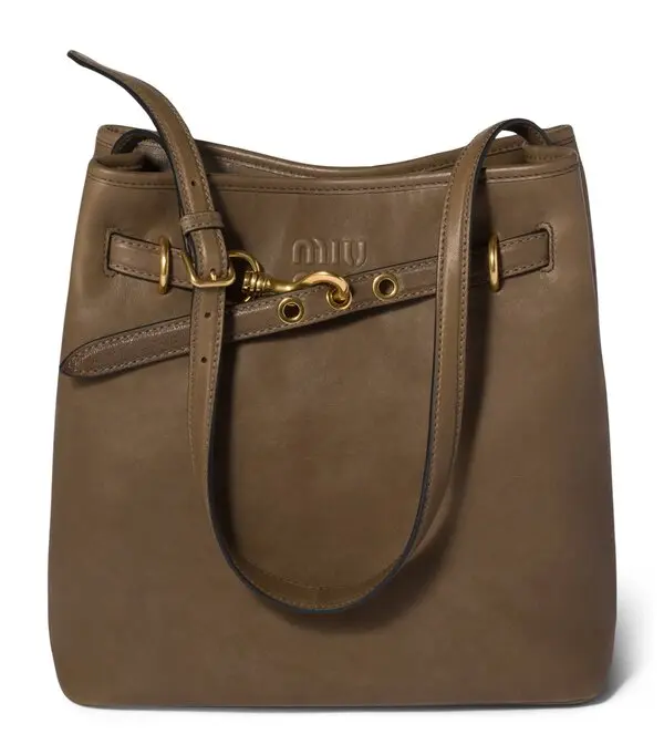 Miu Miu Nappa Leather Aventure Bucket Bag - Green