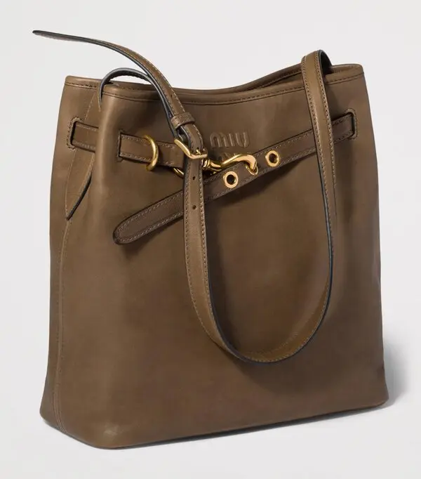 Miu Miu Nappa Leather Aventure Bucket Bag - Green