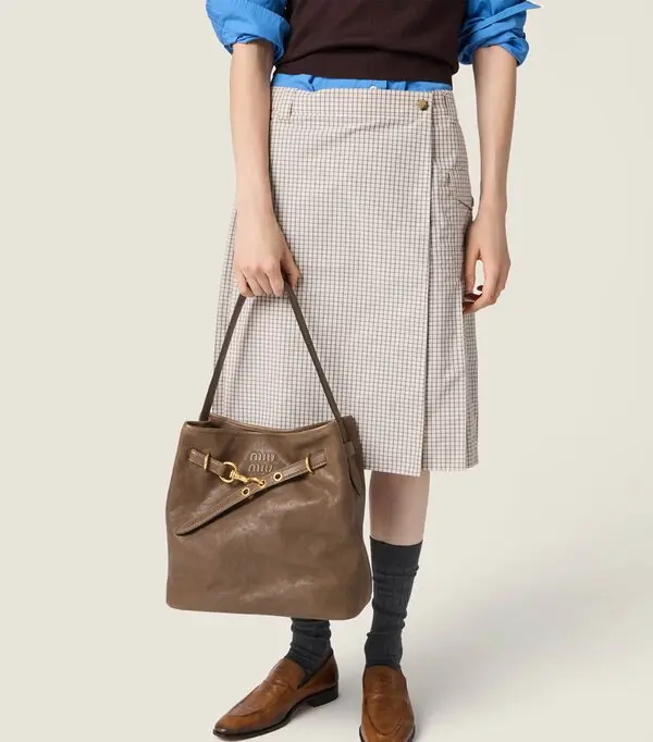 Miu Miu Nappa Leather Aventure Bucket Bag - Green
