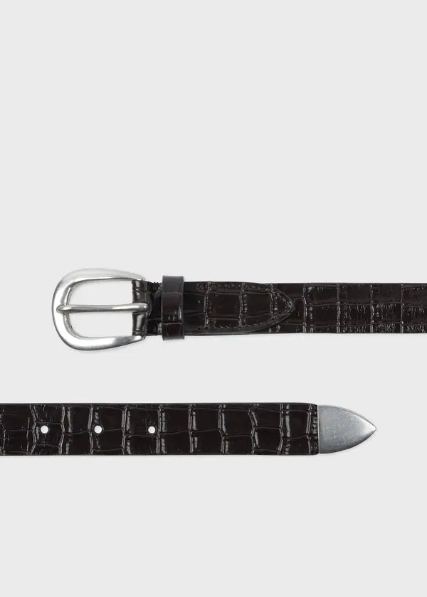 Paul Smith Croc-emboss Leather Belt - Brown