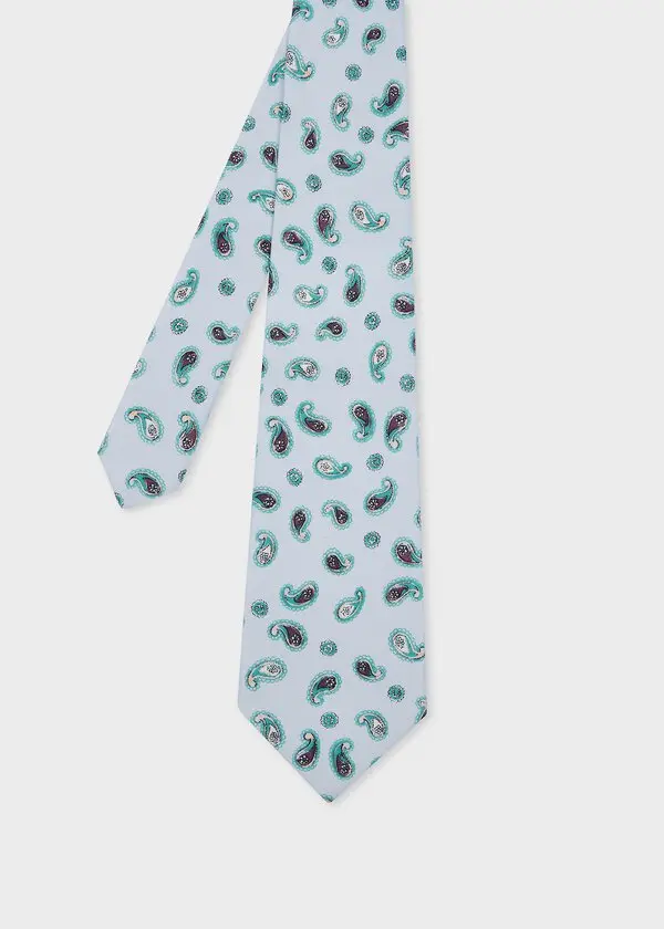 Paul Smith Light Paisley Tie - Blue