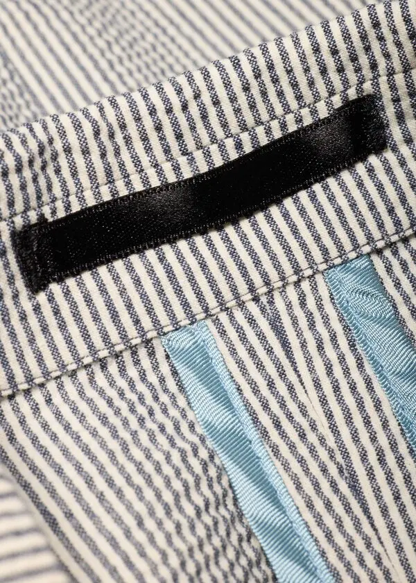 Paul Smith Blue And Ecru Cotton-blend Seersucker Stripe Blazer