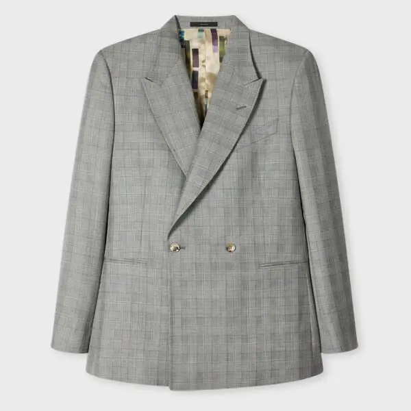 Paul Smith Check Wool Double-breasted Blazer
