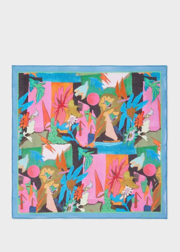 Paul Smith River Collage' Cotton Pocket Square