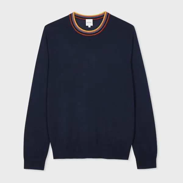 Paul Smith Merino Wool Sweater With Artist Stripe Trim