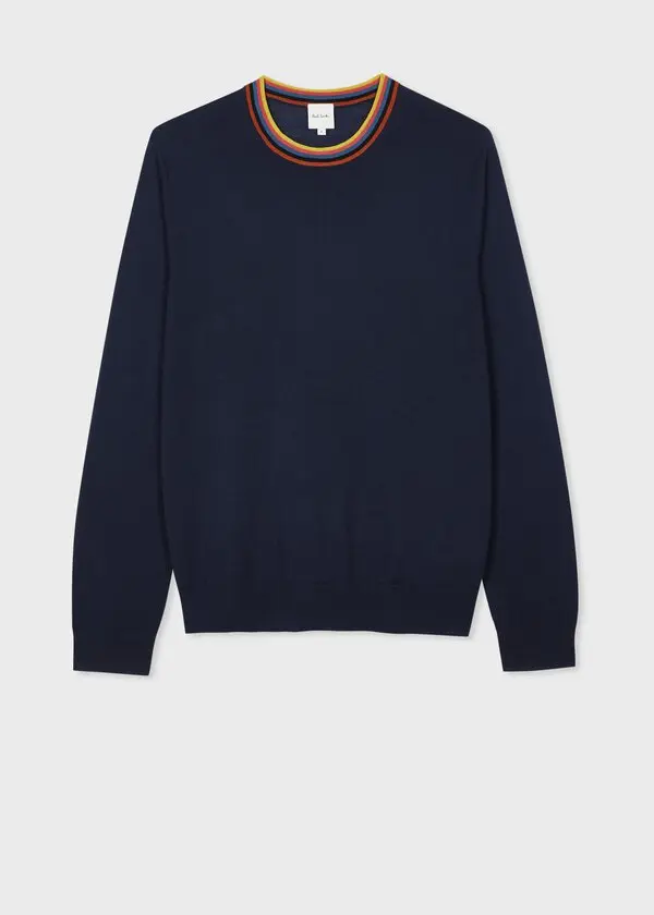 Paul Smith Merino Wool Sweater With Artist Stripe Trim