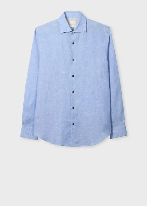 Paul Smith Slim-fit Light Linen Shirt - Blue
