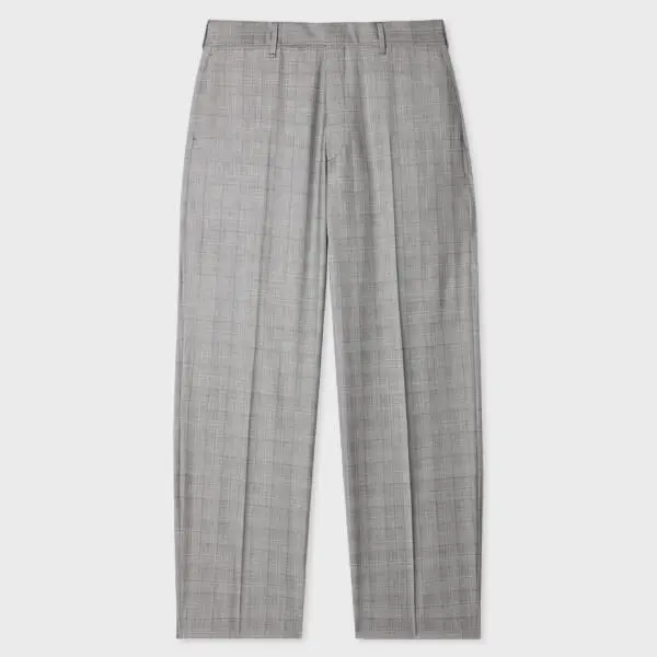 Paul Smith Relaxed-fit Check Wool Trousers - Grey