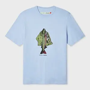 PAUL SMITH LOVES BARBOUR Mid 'fishing Jacket' Print T-shirt - Blue