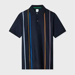 Paul Smith Navy Stripe Cotton Polo Shirt