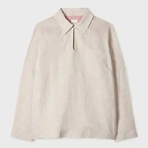 Paul Smith Oatmeal Linen Oversized Pop-over Shirt - White