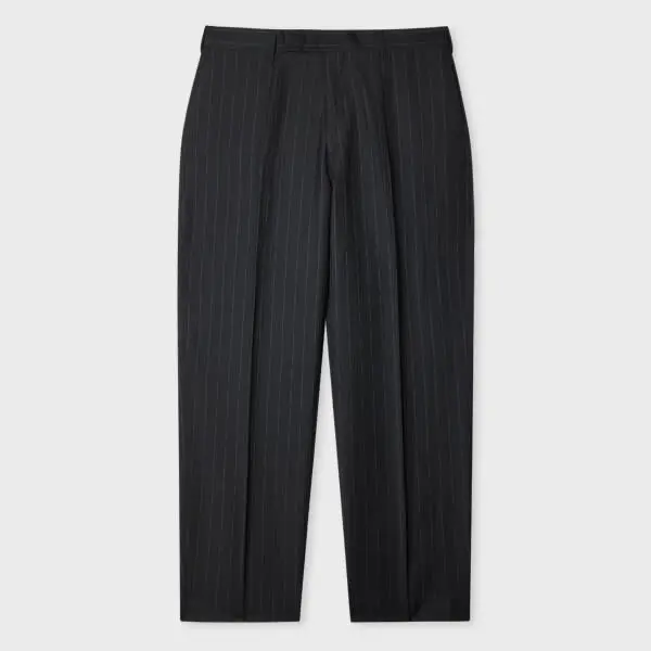 Paul Smith Relaxed-fit Wool-linen Pinstripe Trousers - Black