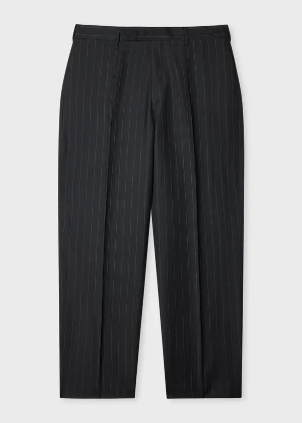 Paul Smith Relaxed-fit Wool-linen Pinstripe Trousers - Black