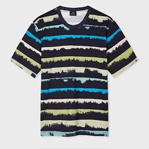 Paul Smith Dark Navy 'drip Stripe' Cotton T-shirt - Blue
