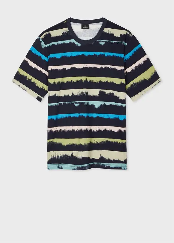 Paul Smith Dark Navy 'drip Stripe' Cotton T-shirt