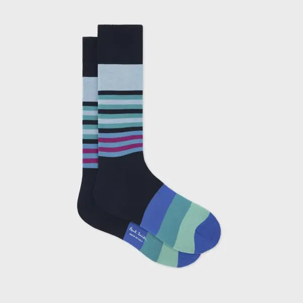 Paul Smith Cotton-blend Stripe Socks - Blue