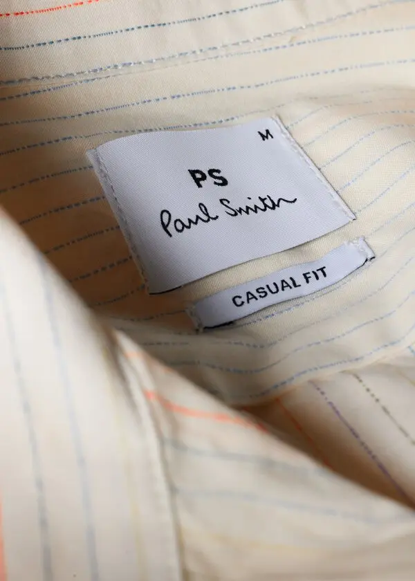 Paul Smith Ecru 'raining Stripe' Cotton Shirt