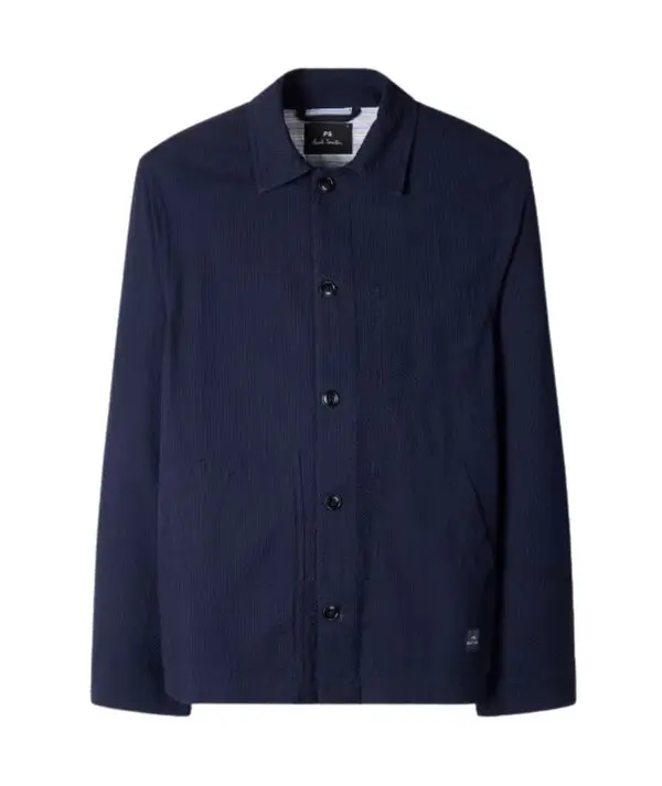 Paul Smith Cotton Seersucker Work Jacket - Blue
