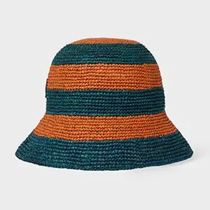 Paul Smith Raffia Stripe Hat - Blue