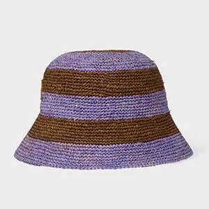 Paul Smith Raffia Stripe Hat - Purple