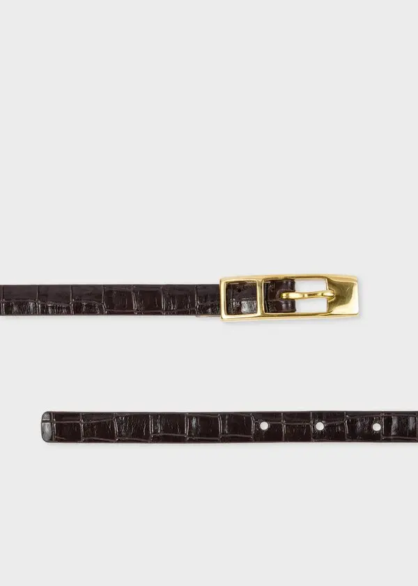 Paul Smith Leather Croc Belt - Brown
