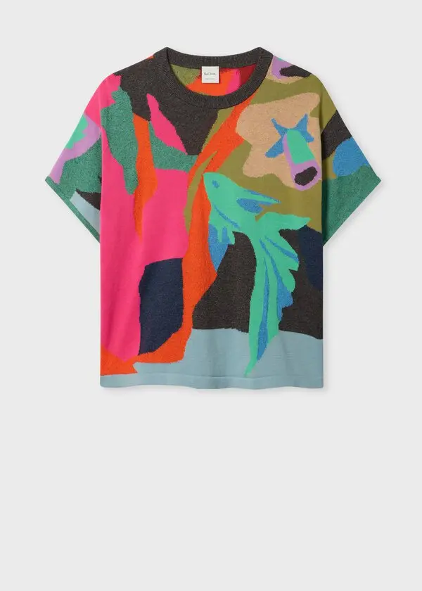 Paul Smith Knitted 'river Collage' Short Sleeve Top
