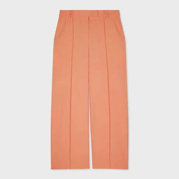 Paul Smith Wool Cropped Pleated Trousers - Orange