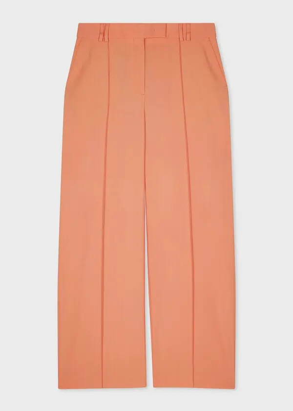 Paul Smith Wool Cropped Pleated Trousers - Orange