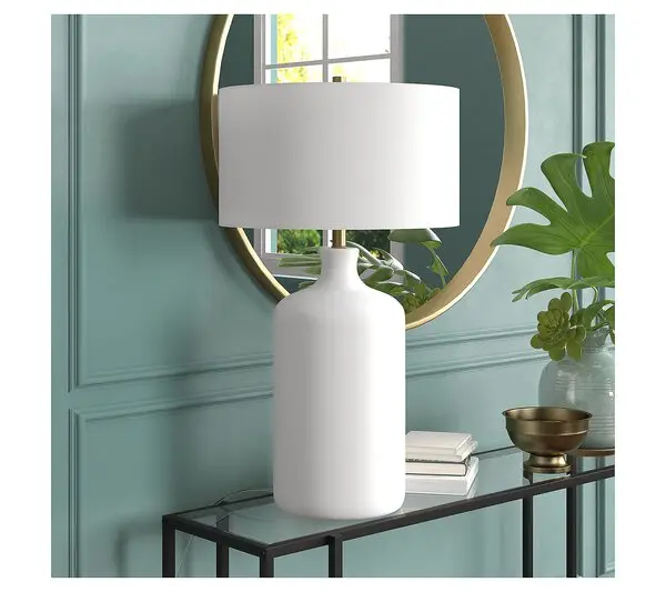 HUDSON&CANAL Sloane Ceramic Table Lamp With Fab Ric Shade - One-color