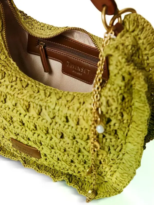 TWINSET Croissant Woven Shoulder Bag