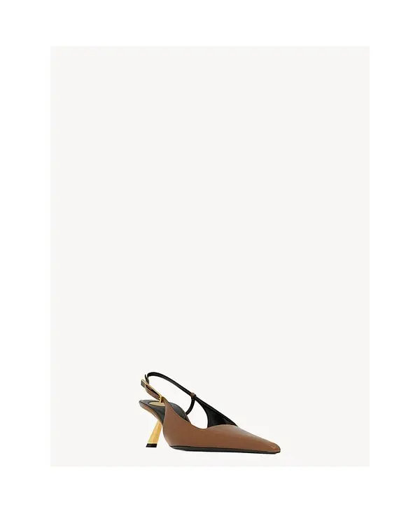 Saint Laurent Lee Slingback Pumps - Soil Brown