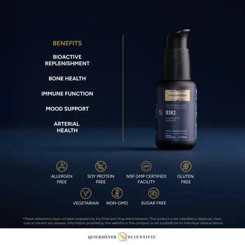 QUICKSILVER SCIENTIFIC Nanoemulsified D3k2 Bioactive Liquid Vitamin Supplement