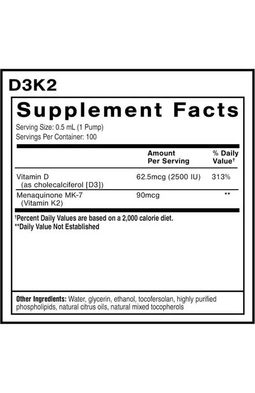QUICKSILVER SCIENTIFIC Nanoemulsified D3k2 Bioactive Liquid Vitamin Supplement