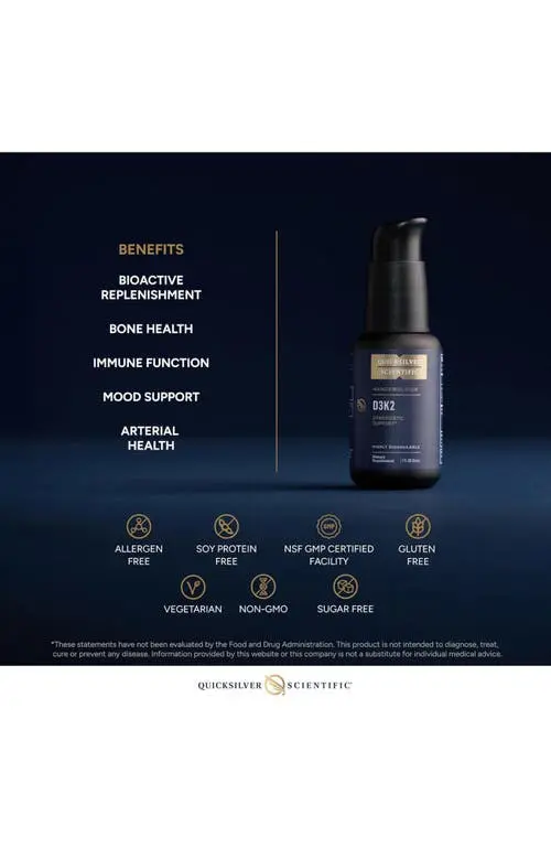 QUICKSILVER SCIENTIFIC Nanoemulsified D3k2 Bioactive Liquid Vitamin Supplement