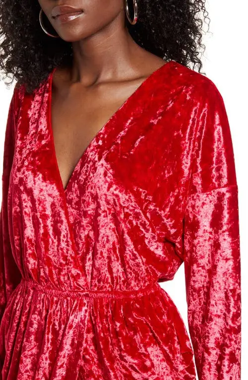Endless Rose Wrap Front Crushed Velvet Mini Dress