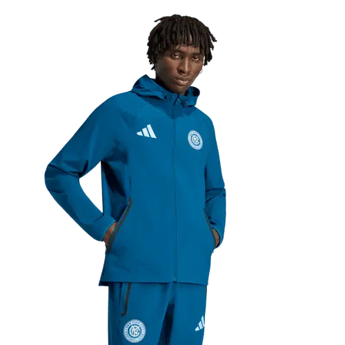 Adidas New York City Fc Tiro Travel Full-zip Hooded Windbreaker - Blue