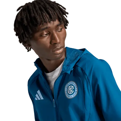 Adidas New York City Fc Tiro Travel Full-zip Hooded Windbreaker - Blue