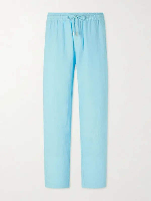 Vilebrequin Pacha Straight-leg Linen Drawstring Trousers - Blue