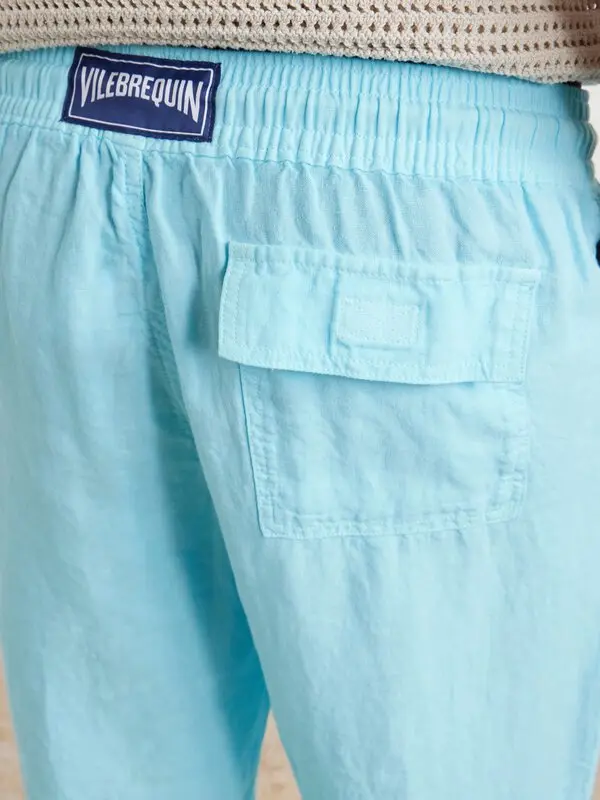 Vilebrequin Pacha Straight-leg Linen Drawstring Trousers - Blue