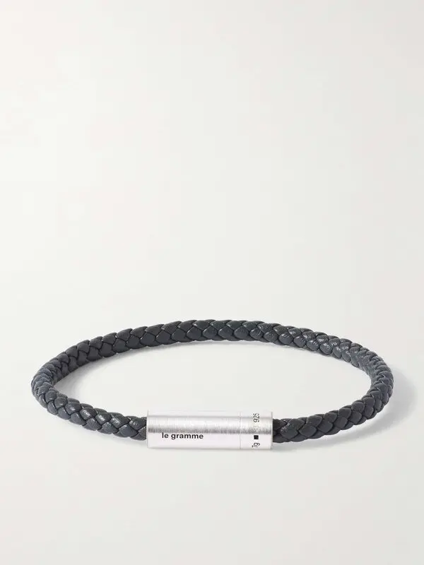 Le Gramme 7g Sterling Silver And Leather Cable Bracelet - Anthracite